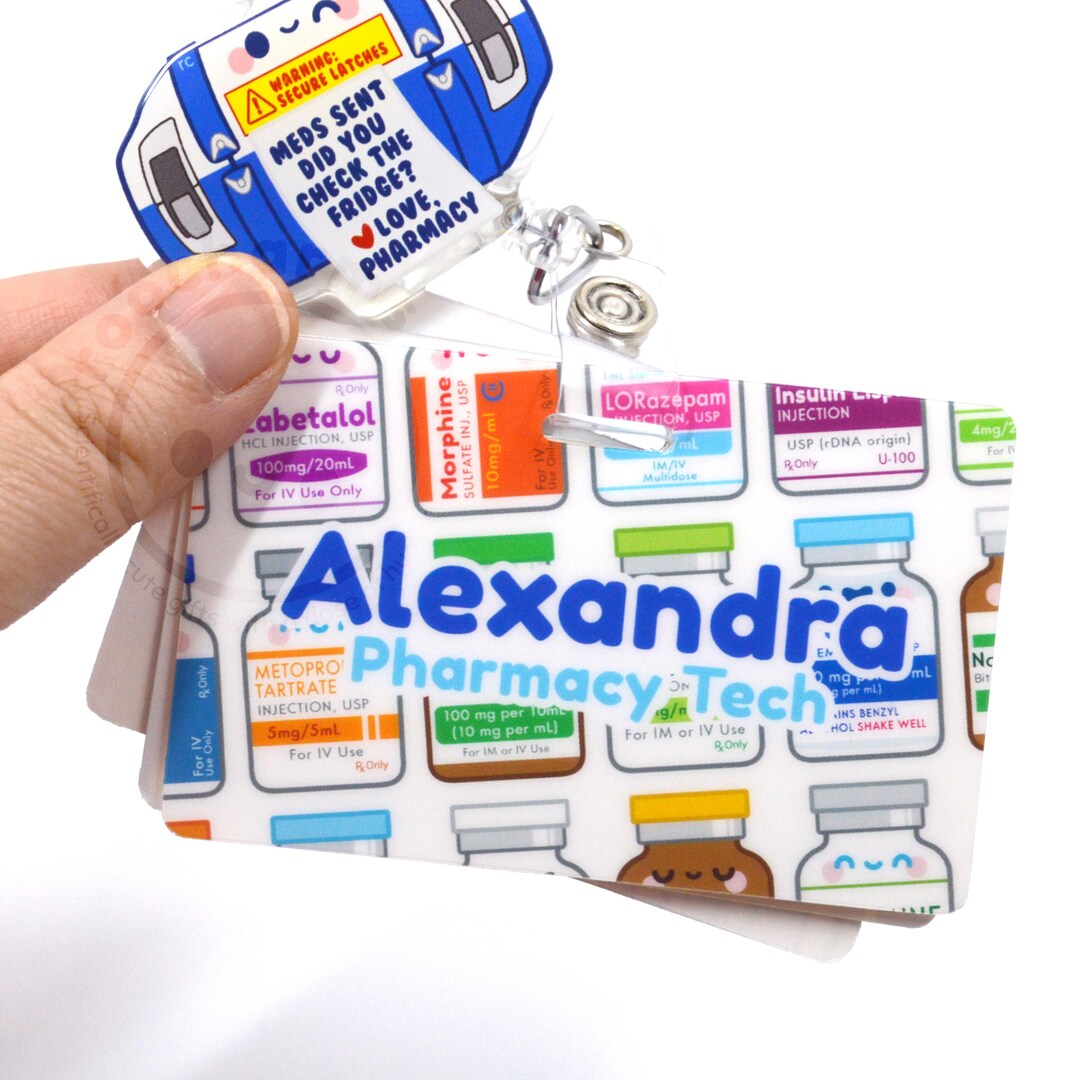 Medication Vial Personalized Name Tag, Badge Back for Pharmacists, Cpht ...