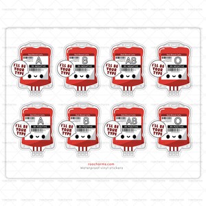 Set of Blood Bank Bag Vinyl Stickers for Nurses, Nursing Students ...