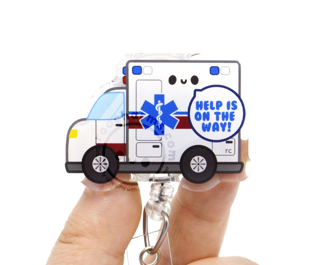 Help is on the Way Ambulance Badge Reel for Emergency Services, EMT ...