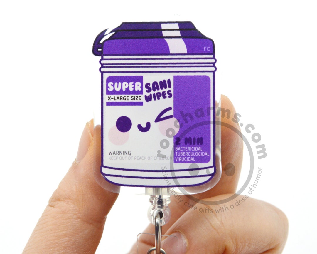 Purple Sani Wipe Acrylic Badge Reel, Nurse Gift, CNA ID Lanyard Nursing ...
