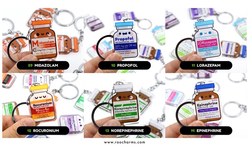 Medication Vial 2in Acrylic Keychain, Funny Gift for Nurses ...
