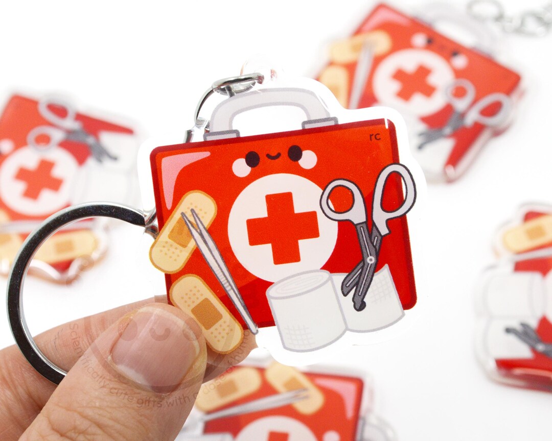 First Aid Kit Keychain, School Nurse Bag Charm, EMS EMT, Paramedic ...