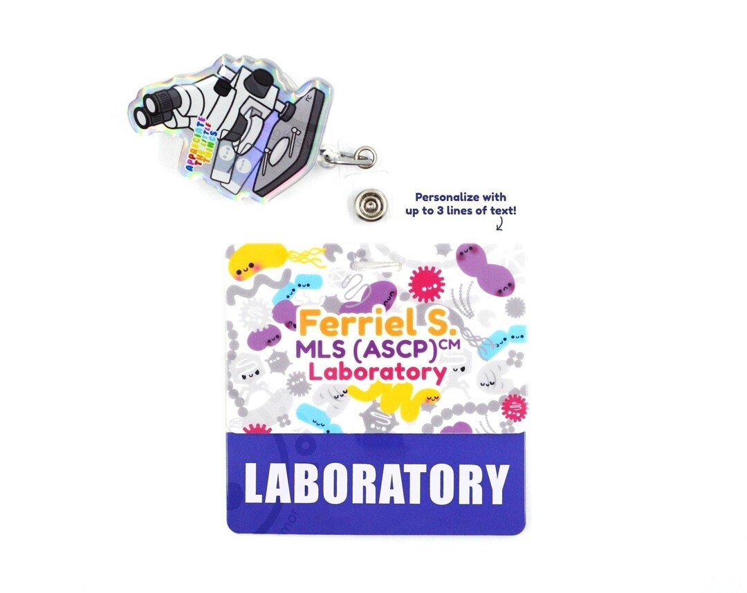 Microbes Personalized Badge Back, Name Tag for Clinical Laboratory ...