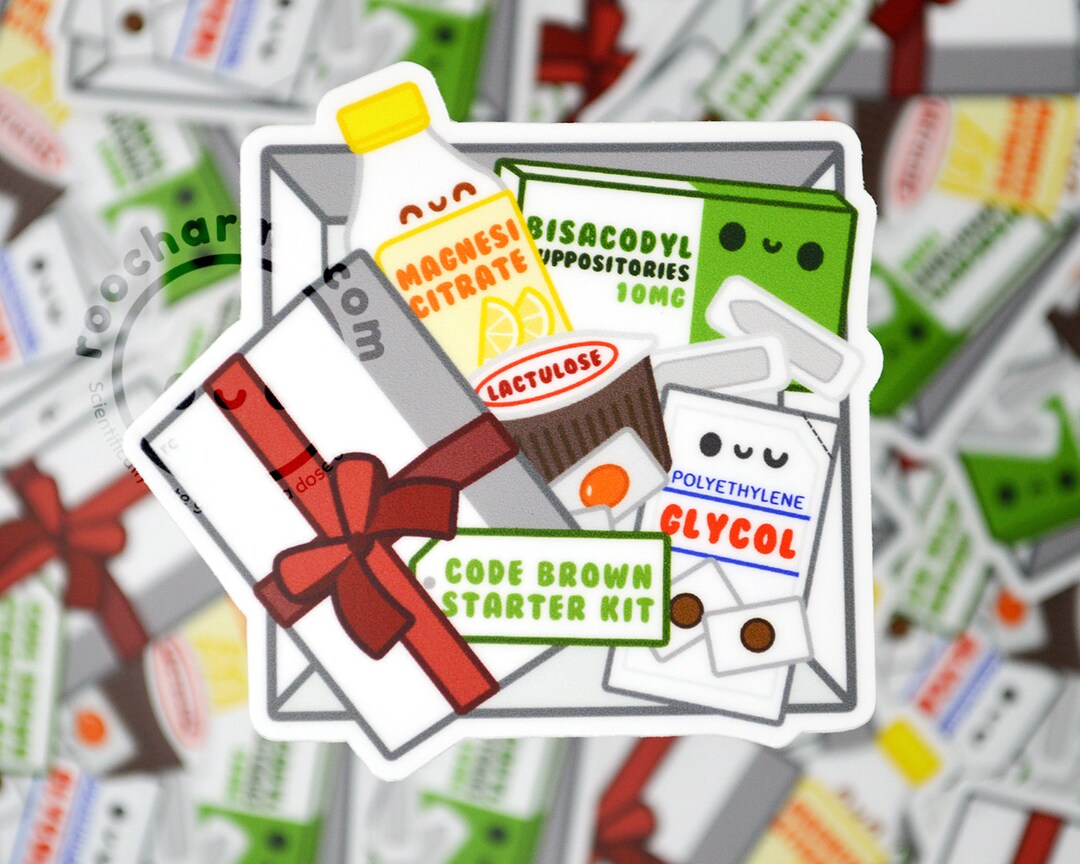 Code Brown Funny Nurse Waterproof Sticker, Nursing Student Decal ...