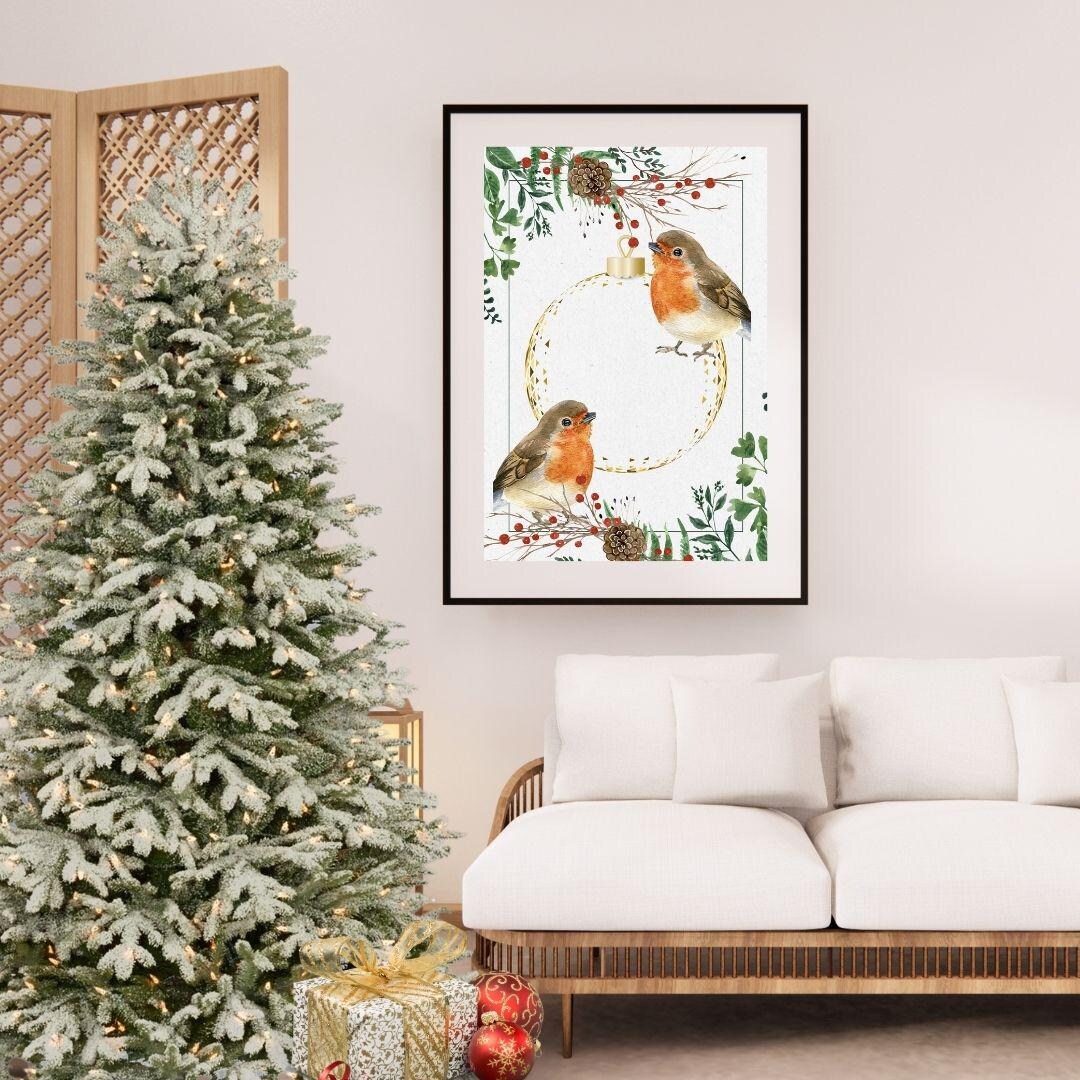 Christmas Robin Printable Download Wall Art Size A3 - Etsy UK