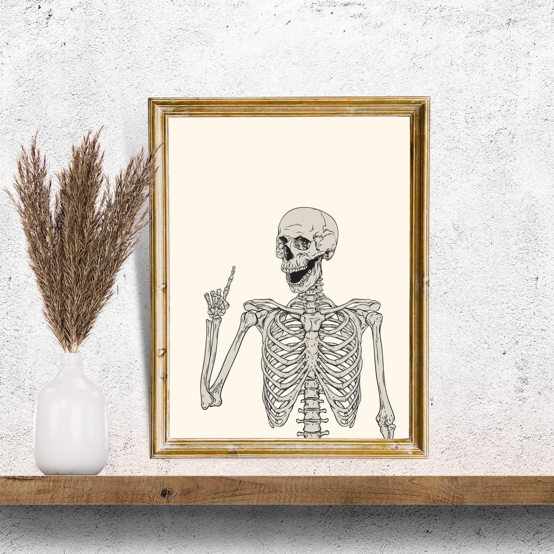 Skeleton Halloween Print | Skeleton Wall Art | Halloween PRINTABLE Wall ...