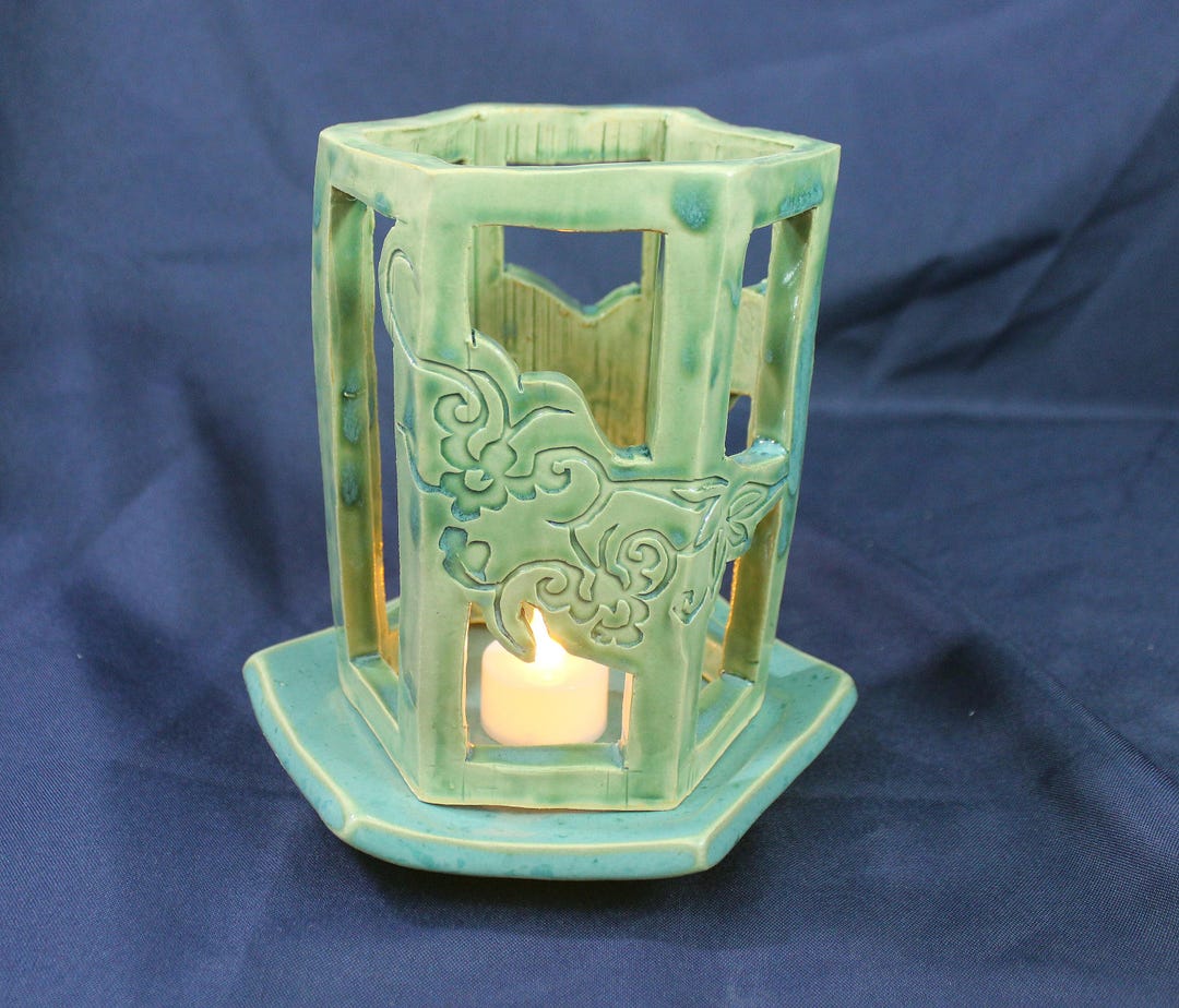 Green Tealight Luminary With Butterflies - Etsy
