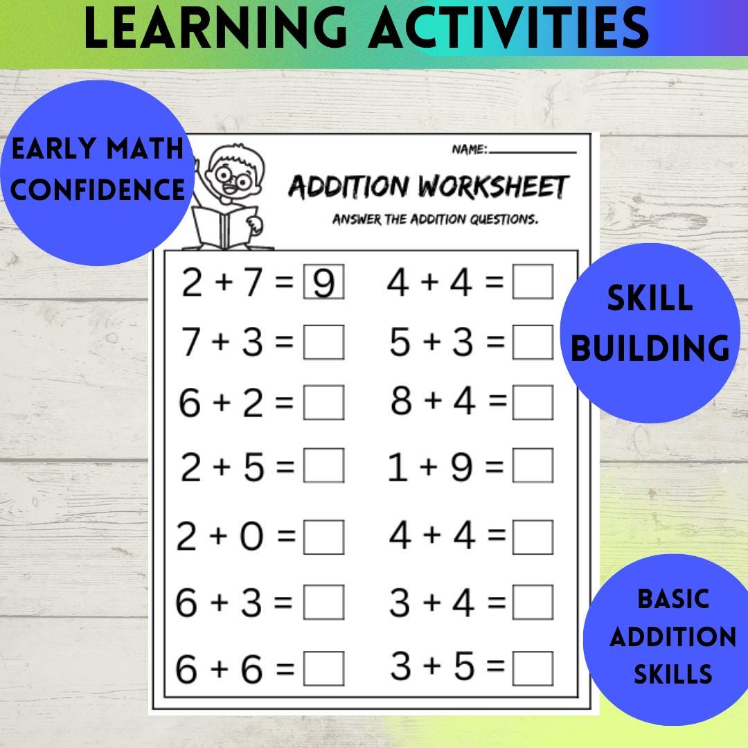 Kindergarten Addition Worksheets | Basic Math Practice | First Grade ...