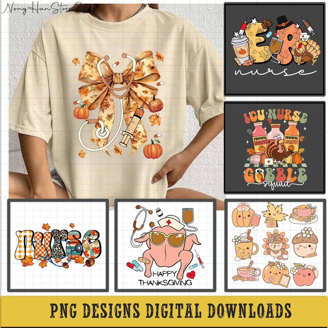 Fall Thanksgiving Nurse Png Bundle, 25 Png Nurse Fall Season, ICU L&D ...