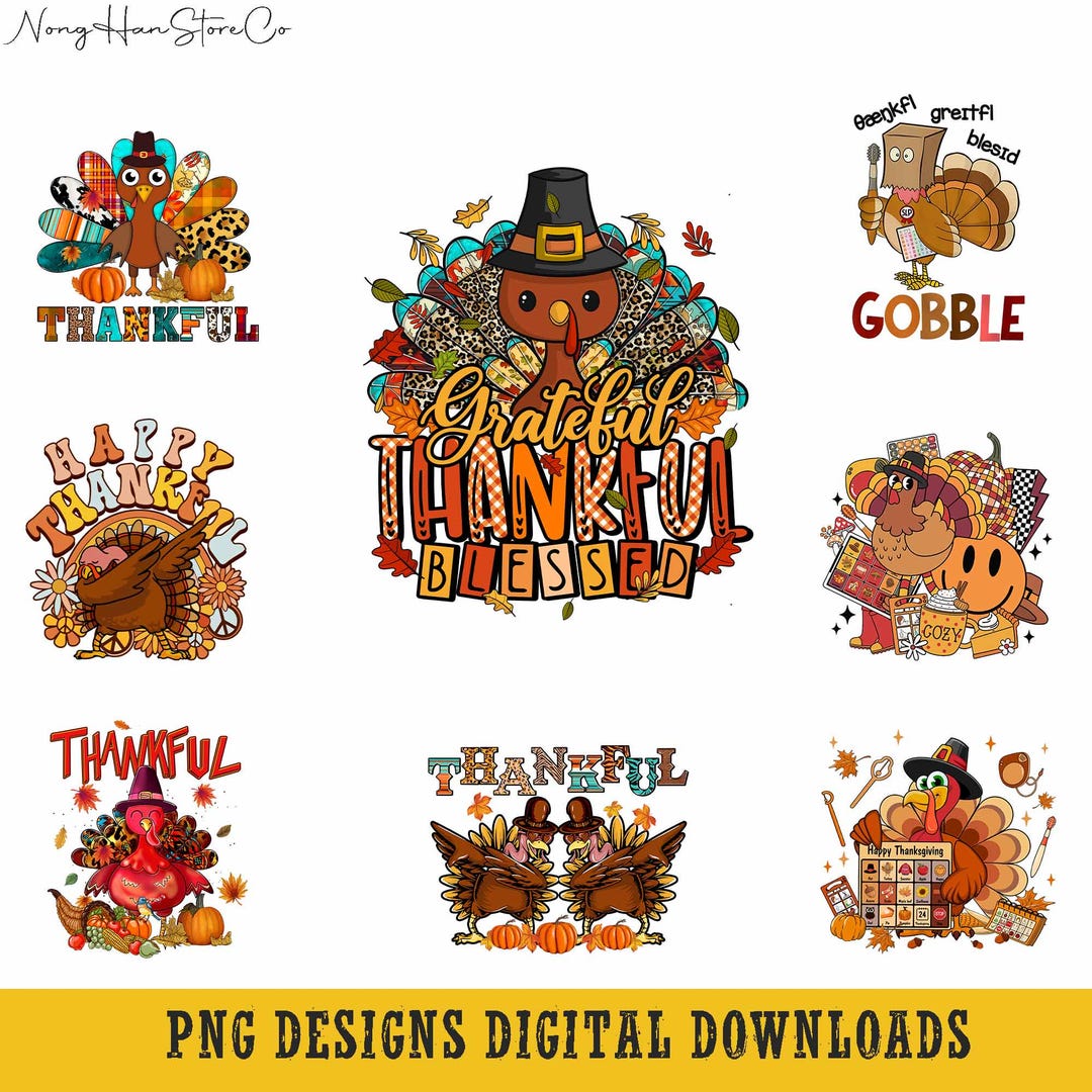 40 PNG Thankful Thanksgiving Turkey, Thankful Turkey Bundle, Western ...