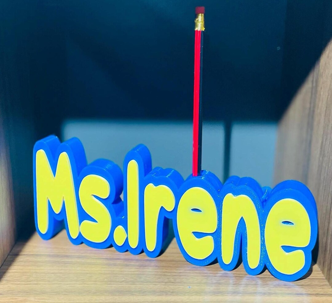 Custom 3D Printed Name Plate With Pencil Holder - Etsy
