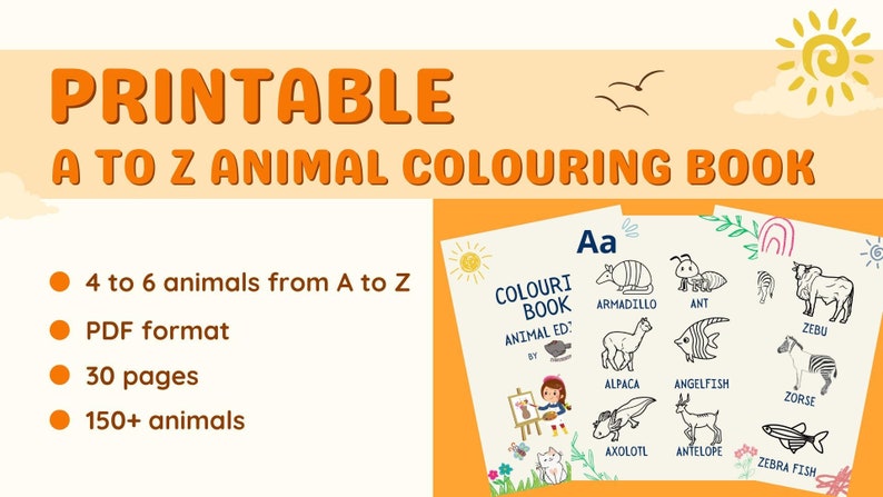 Printable A to Z Animal Coloring Pages for Kids, Toddlers ...