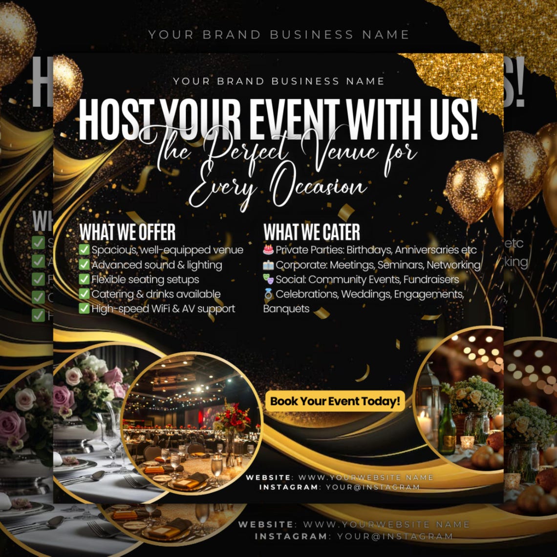 Event Rental Space Flyer, Event Rental Advertisement, Event Venue Flyer ...