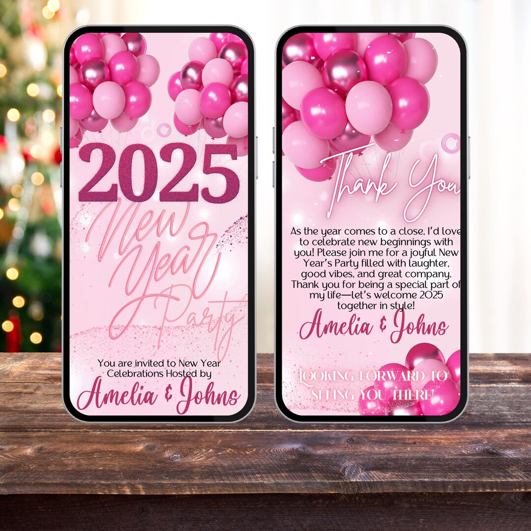 Editable New Year Invitation, 2025 New Year Invitation, NYE 2025 ...