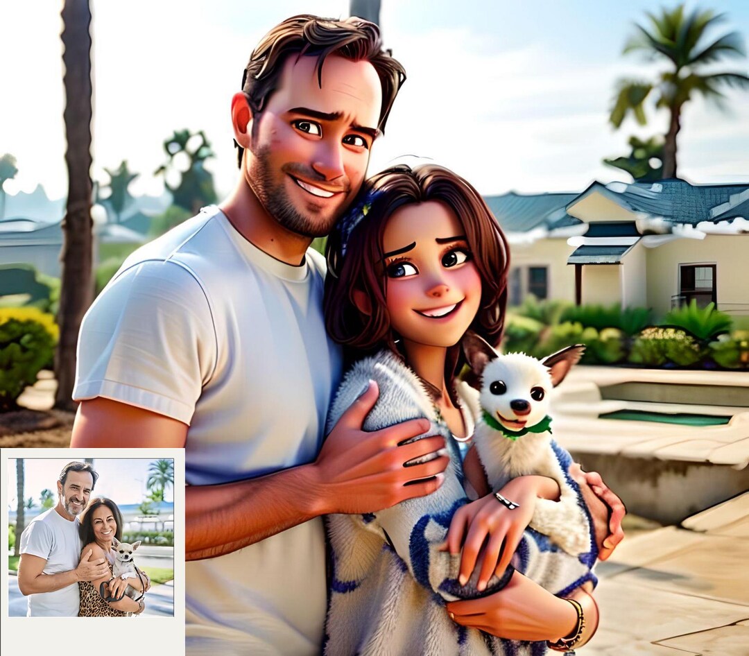 Custom Portrait Pixar Couple Personalized Cartoon Photo Pixar Style ...