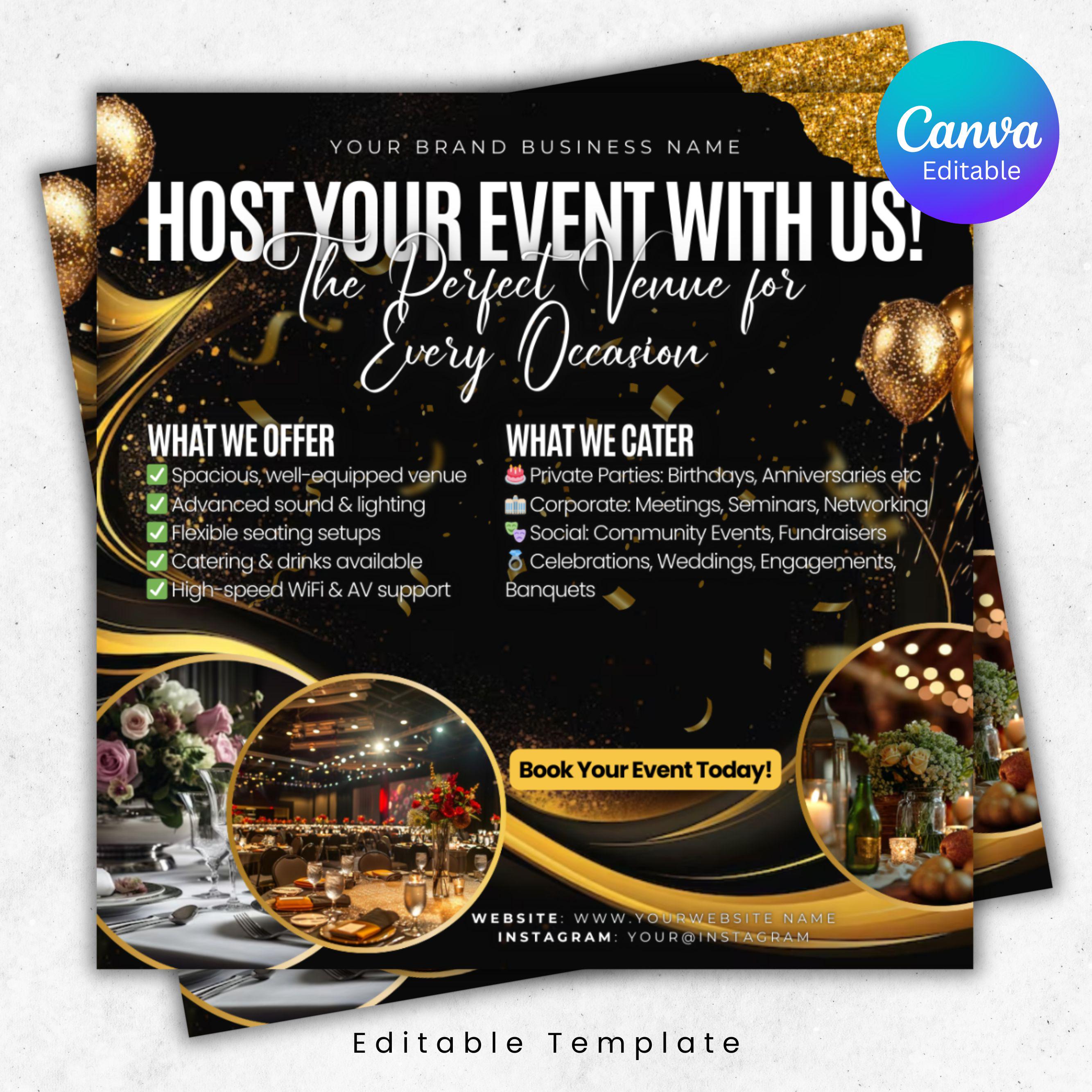 Event Rental Space Flyer, Event Rental Advertisement, Event Venue Flyer ...