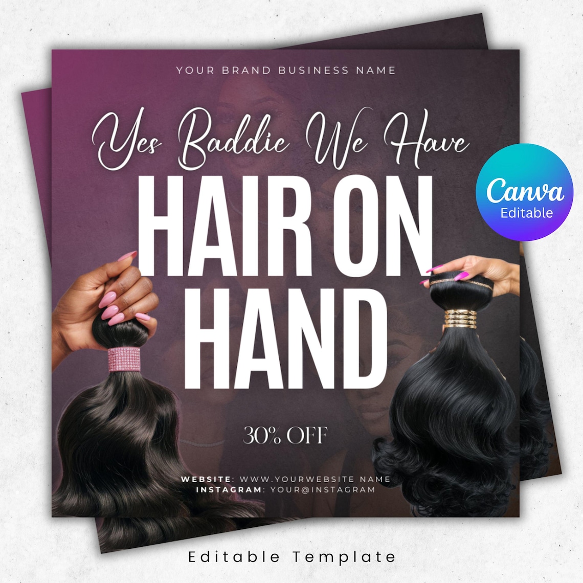 Hair-on-hand Flyer Template | Hair Flyer | Beauty Flyer| Canva Template | 1080x1080 PX |hair ...