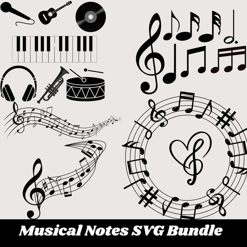 70musical Notes Instant Download SVG, PNG, DXF, Eps, Pdf, Musical Notes ...
