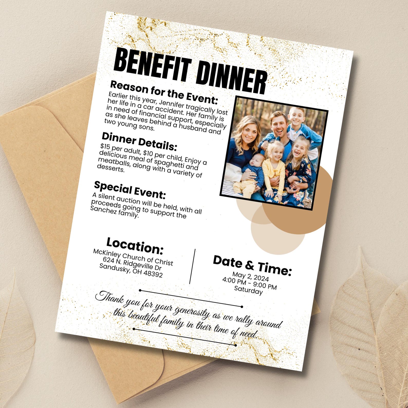Editable Benefit Dinner Flyer, Custom Charity Event Flyer, Spaghetti ...