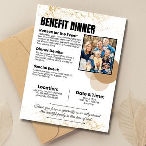 Editable Benefit Dinner Flyer, Custom Charity Event Flyer, Spaghetti ...