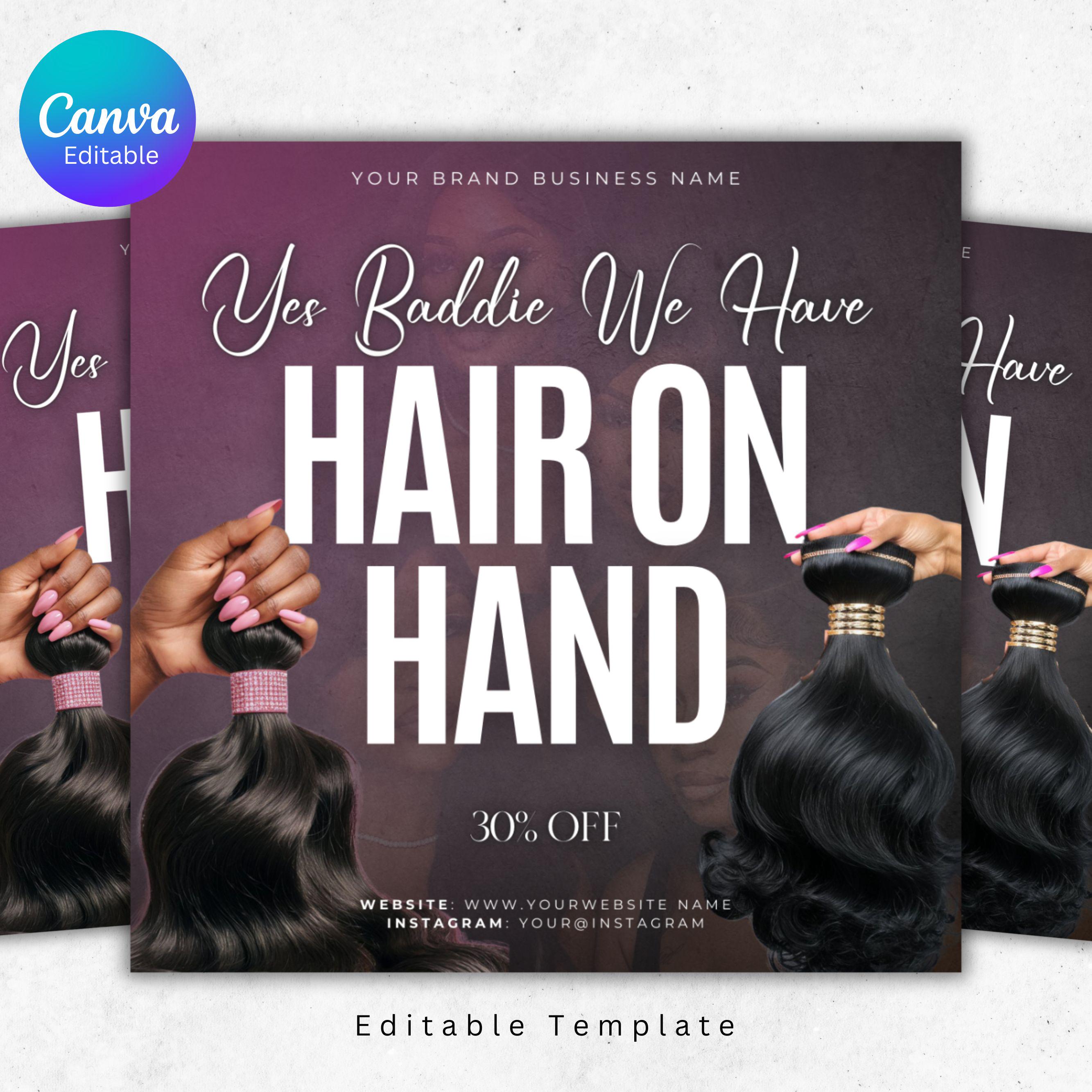 Hair-on-hand Flyer Template | Hair Flyer | Beauty Flyer| Canva Template ...
