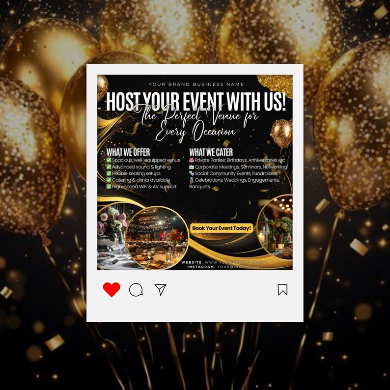 Event Rental Space Flyer, Event Rental Advertisement, Event Venue Flyer ...