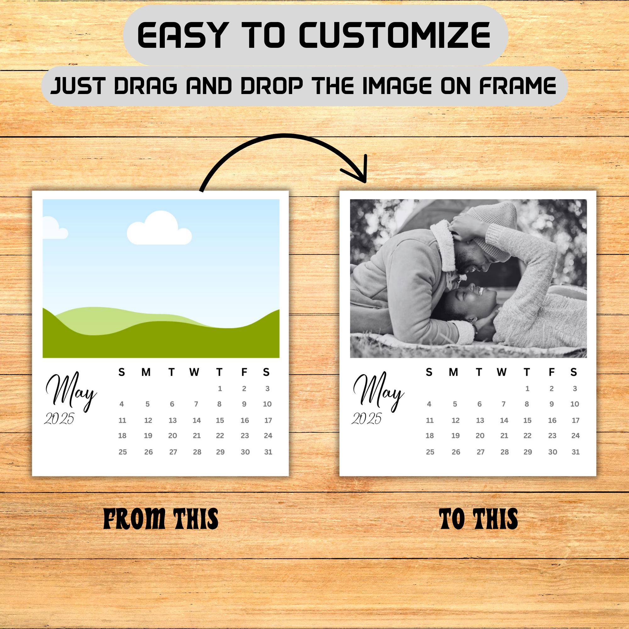 Editable 2025 Photo Calendar Template I Custom Design for Canva I Mini ...