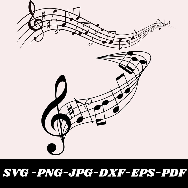 70musical Notes Instant Download SVG, PNG, DXF, Eps, Pdf, Musical Notes ...