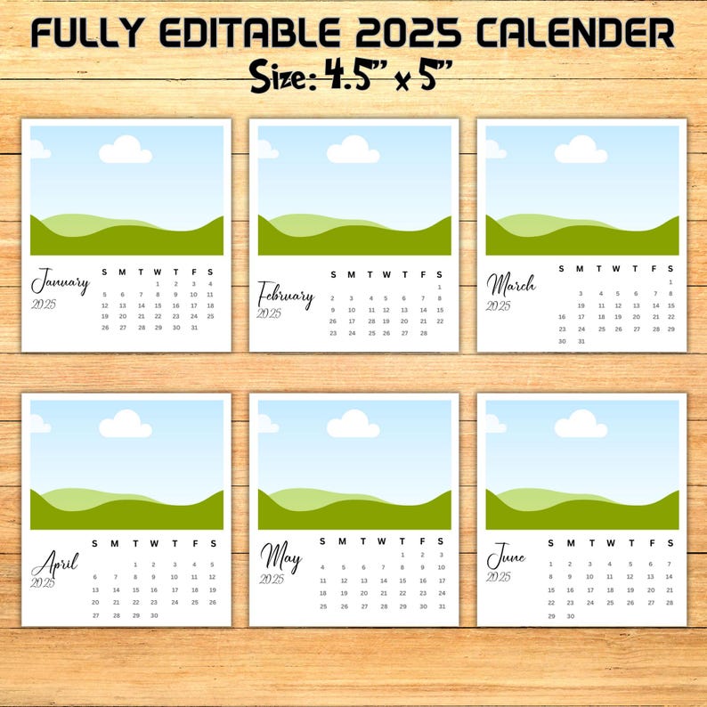 Editable 2025 Photo Calendar Template I Custom Design for Canva I Mini ...