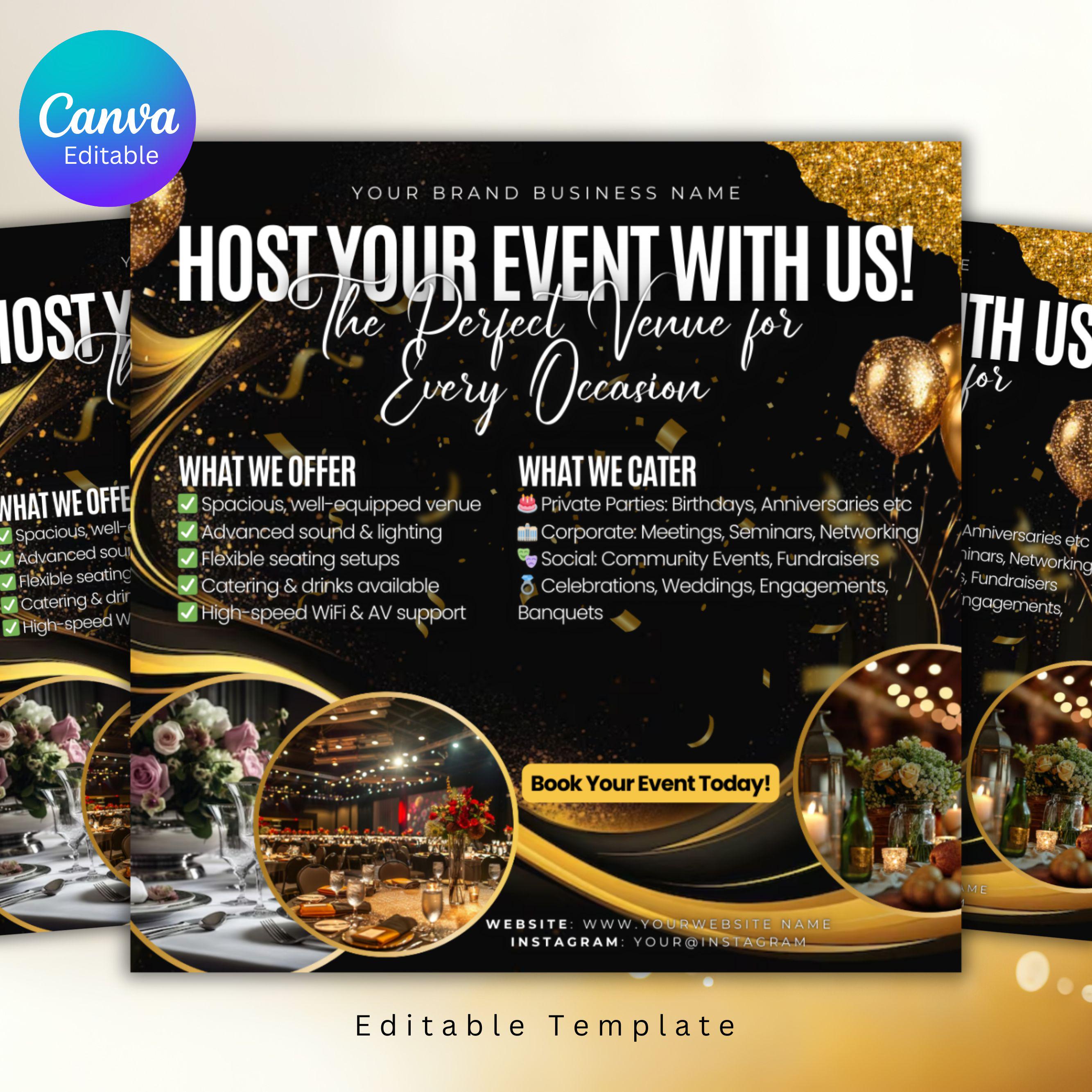 Event Rental Space Flyer, Event Rental Advertisement, Event Venue Flyer ...