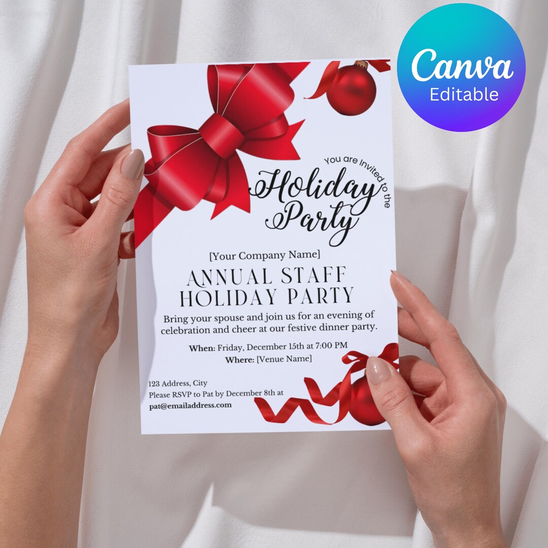 Staff Holiday Party Invitation Digital Download Template, Company ...