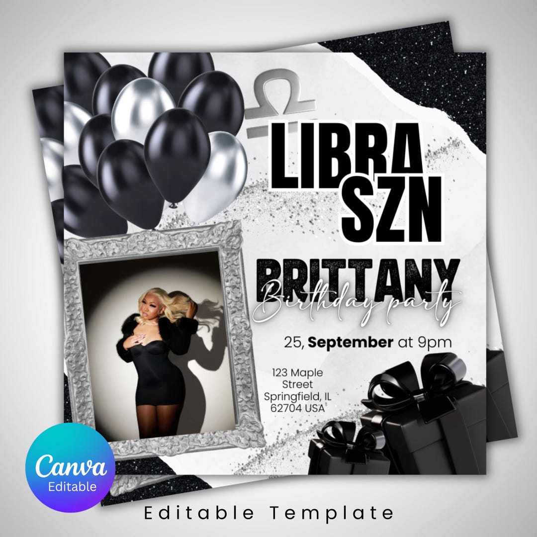 Libra Birthday Flyer, Libra Season Party Flyer, Libra Bash Flyer ...