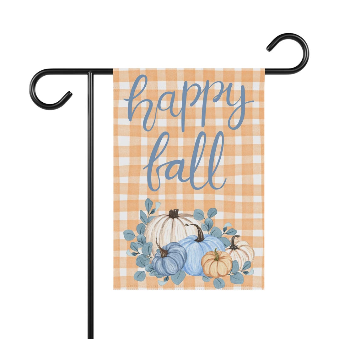Gingham Orange Happy Fall Flag, Fall Flag, Pumpkin, Pumpkin Garden Flag ...