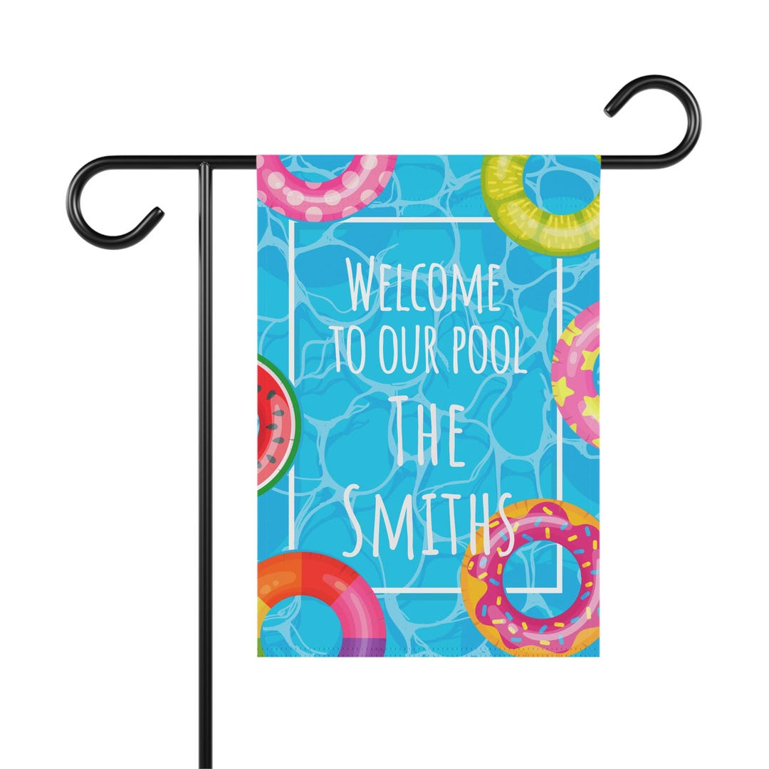 Personalized Pool Welcome Flag, Pool Flag, Pool Decor, Double Sided ...