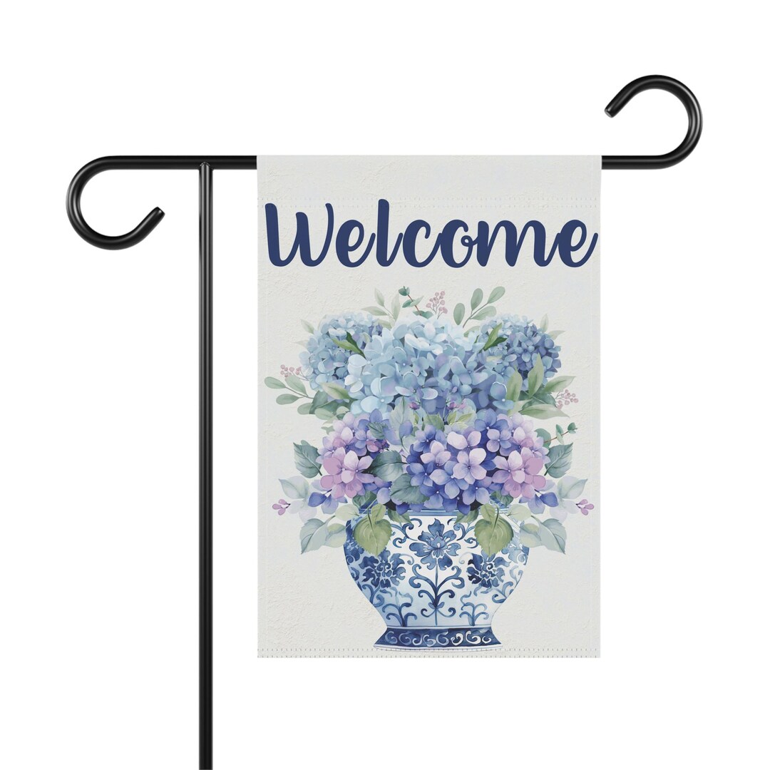 Garden Flag, Blue Preppy Welcome Banner, Summer House Decor, Outdoor ...