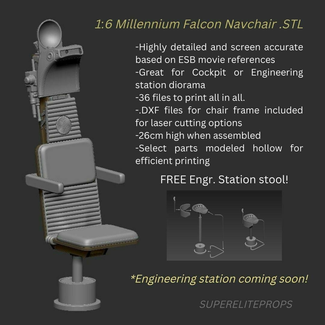 3D File .STL Millennium Falcon NAV Chair for Cockpit Main Hold Sixth ...