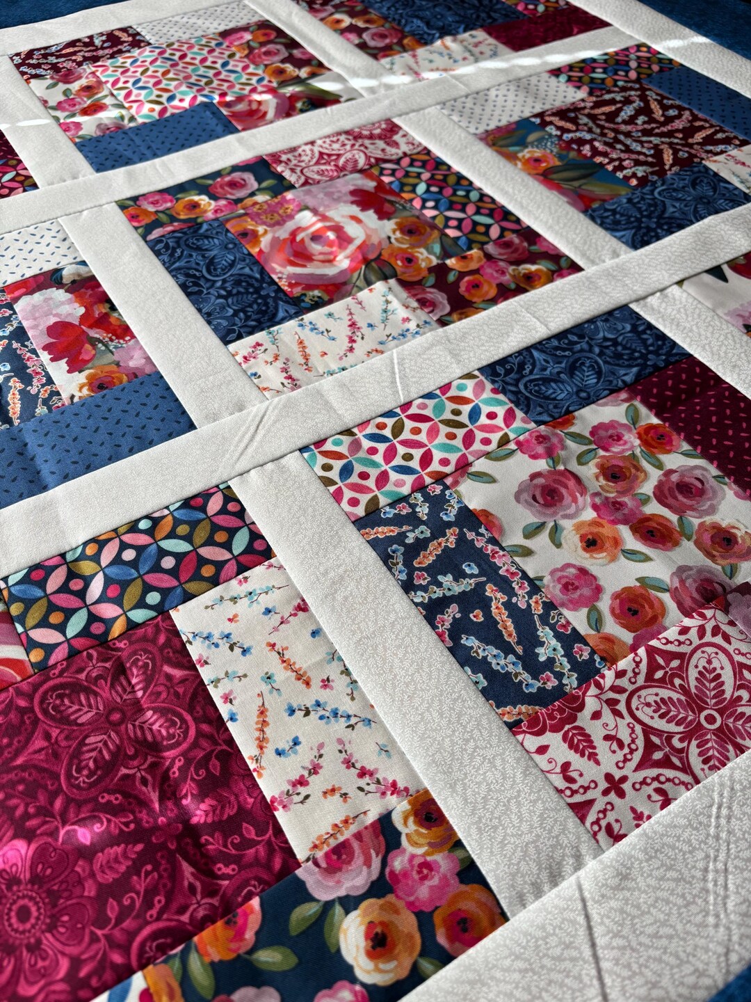 Poppies and Plumes Unfinished Baby Quilt TOP Lila Tueller, Riley Blake ...