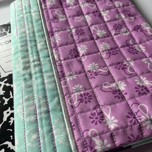 Pretty Purple Floral Quilted Fabric Composition Notebook Cover ...