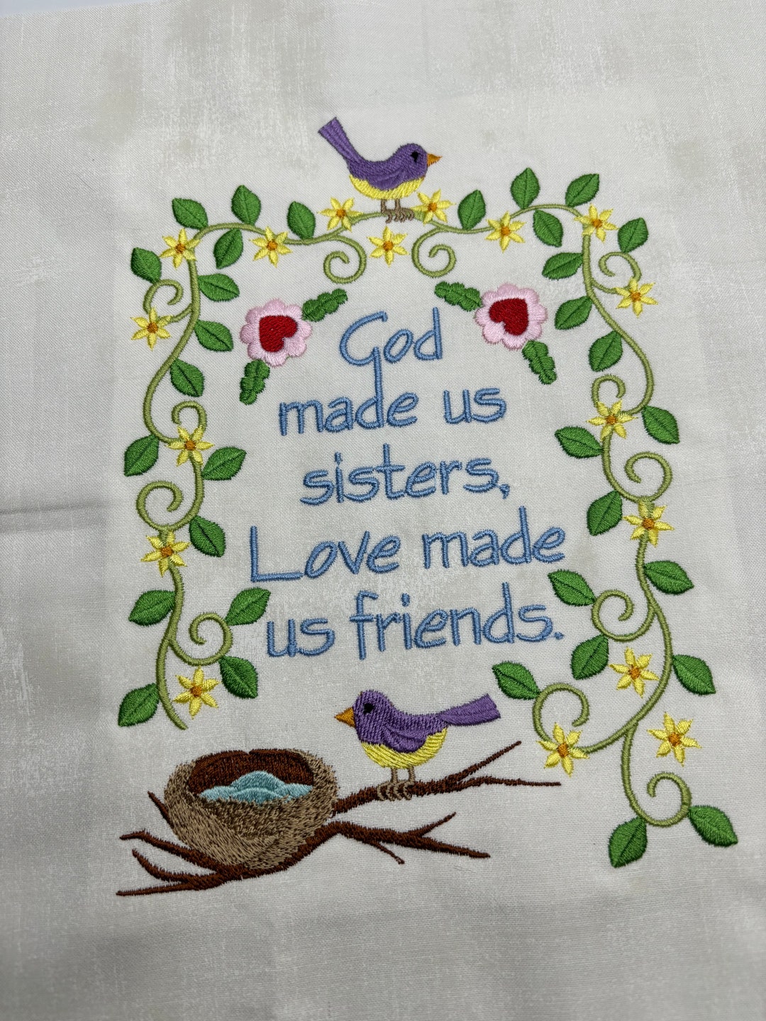 Sisters Embroidered Quilt Block, Ready to Sew or Frame 10 X 12 Inch ...
