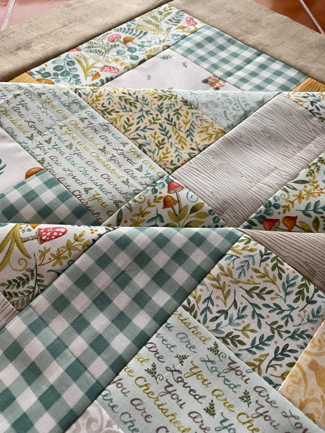 Effie's Woods by Deb Strain for Moda, Woodland Fabric Quilt TOP, UNFINISHED, Forest Animals ...