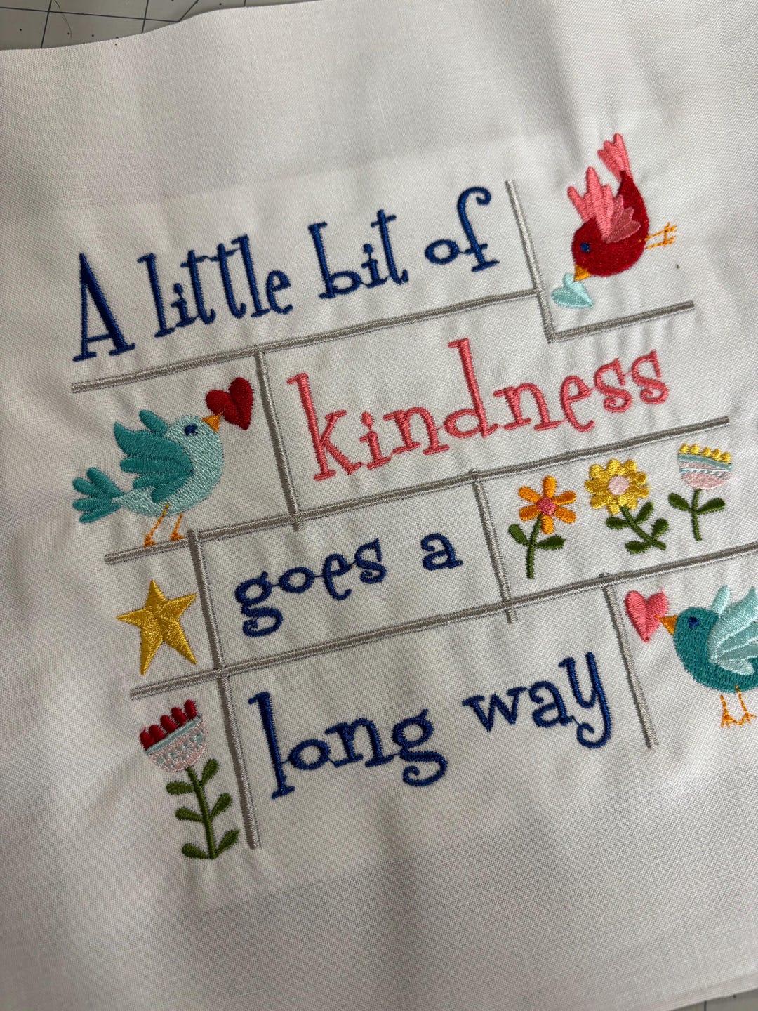 Inspirational Embroidered Quilt Block, A Little Bit of Kindness Goes a ...