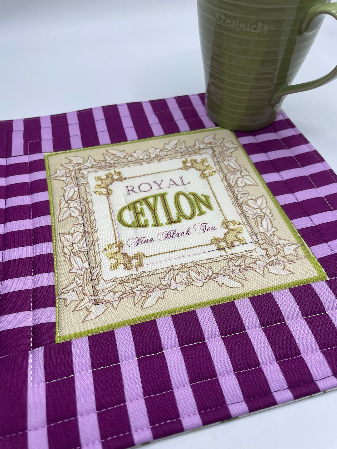 Royal Ceylon Tea Mug Rug, Quilted Coaster, Over Sized Coaster, Garden ...