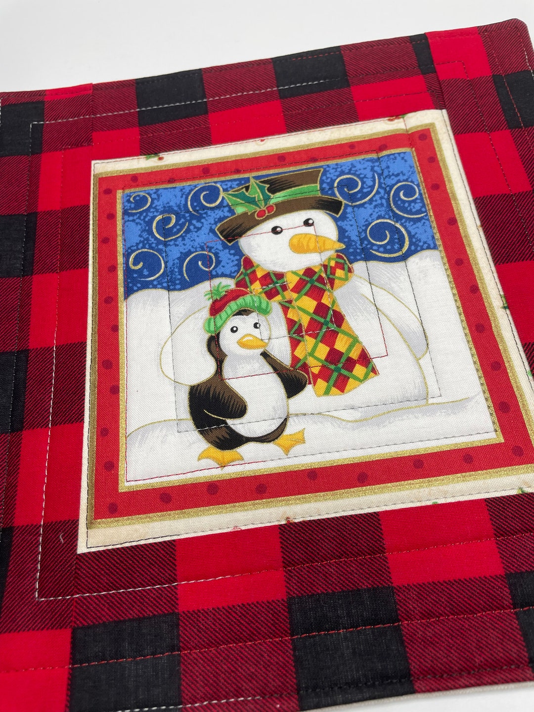 Snowman and Penguin Mug Rug, Baby, Christmas Gift, Holiday, Winter ...