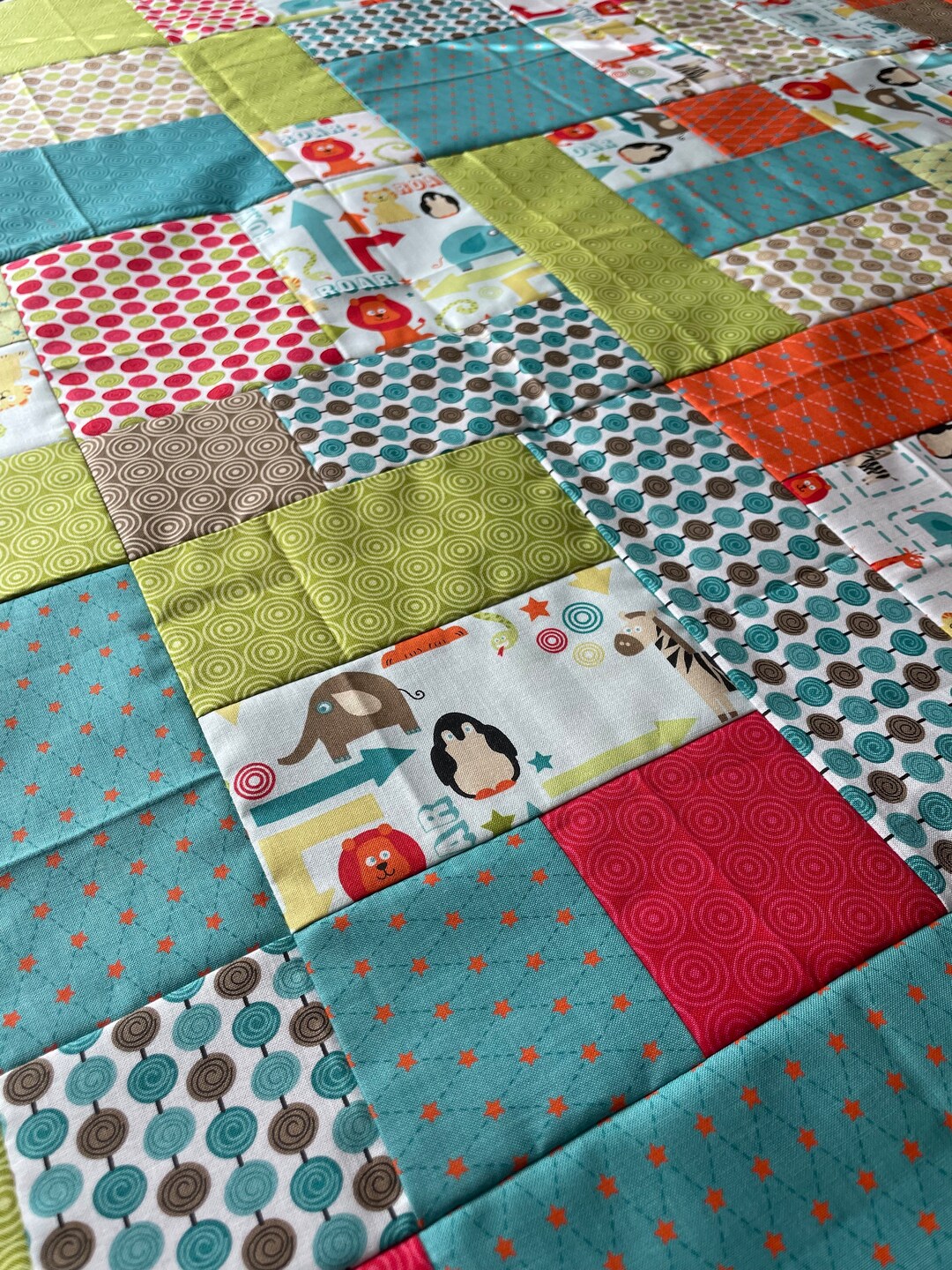 Alphabet Soup Gender Neutral UNFINISHED Quilt Top, Jungle Animals ...