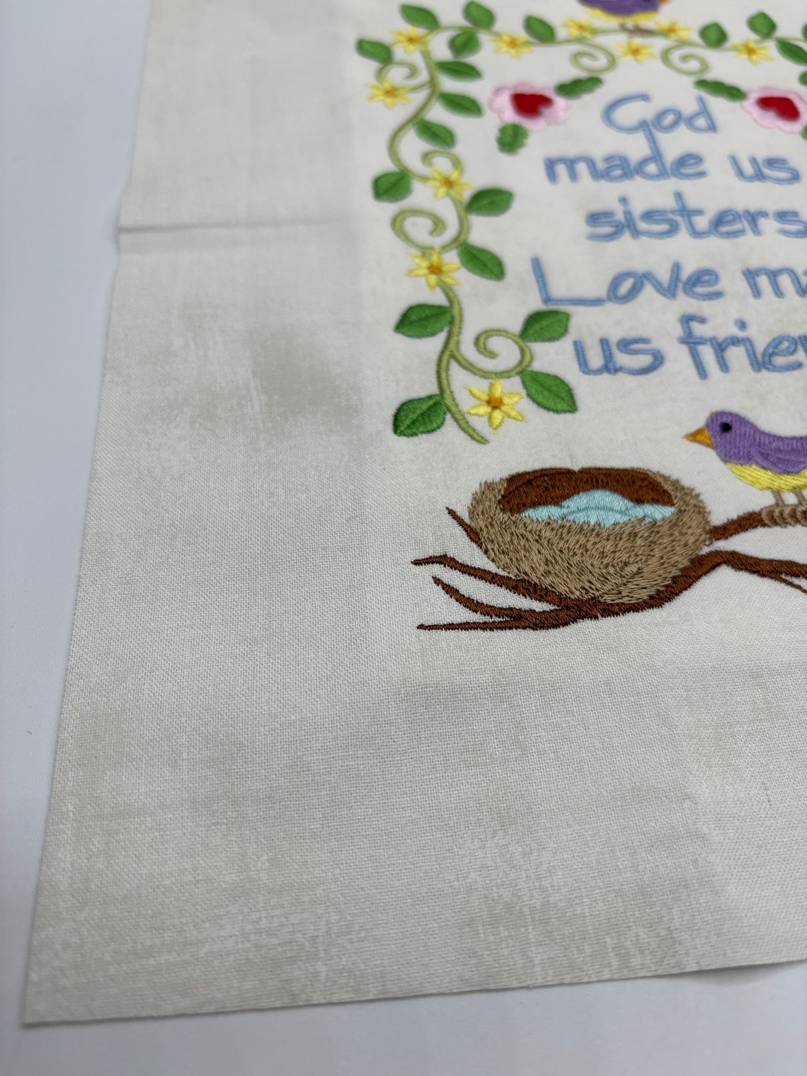 Sisters Embroidered Quilt Block, Ready to Sew or Frame 10 X 12 Inch ...