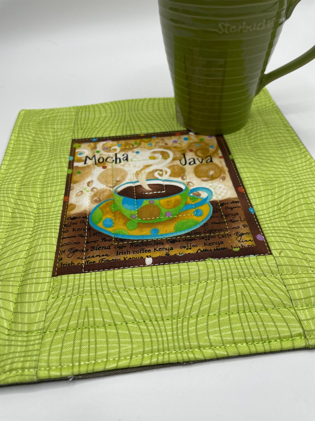 Quilted Coaster Zippy Java, Mocha Java, Mug Rug, Office Desk Decor ...