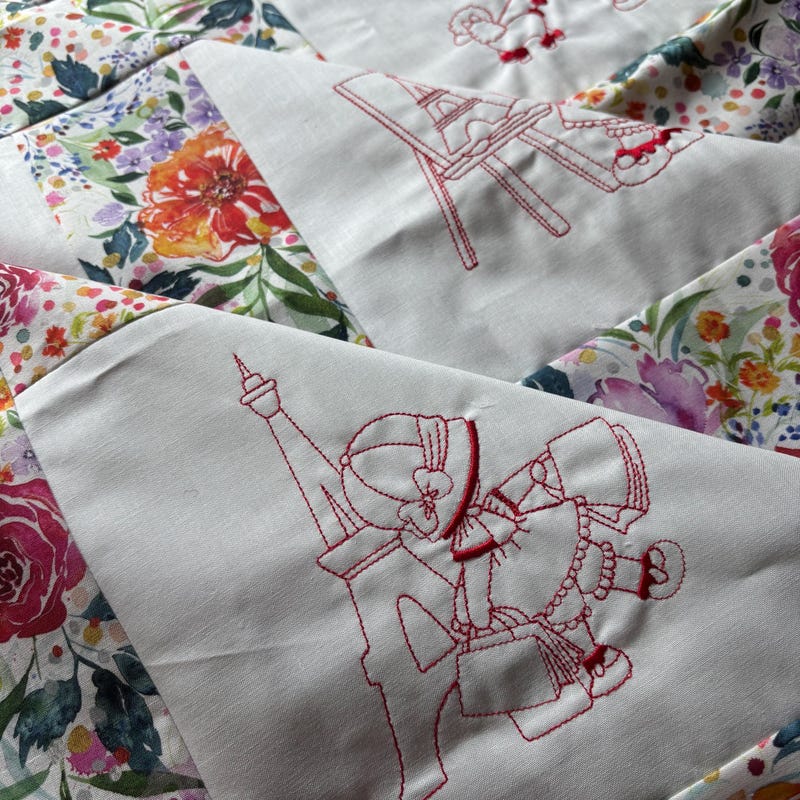 Redwork Quilt - Etsy