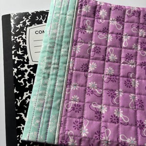 Pretty Purple Floral Quilted Fabric Composition Notebook Cover ...