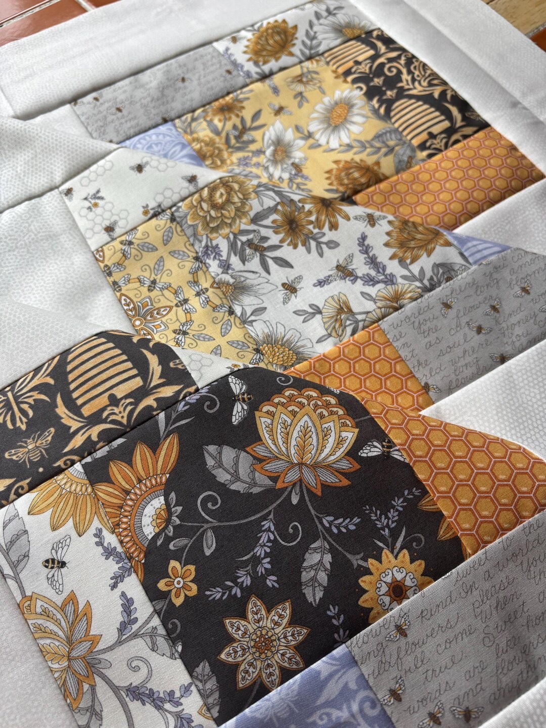 Honey and Lavender Unfinished Crib Quilt TOP by Deb Strain for Moda, 38 ...