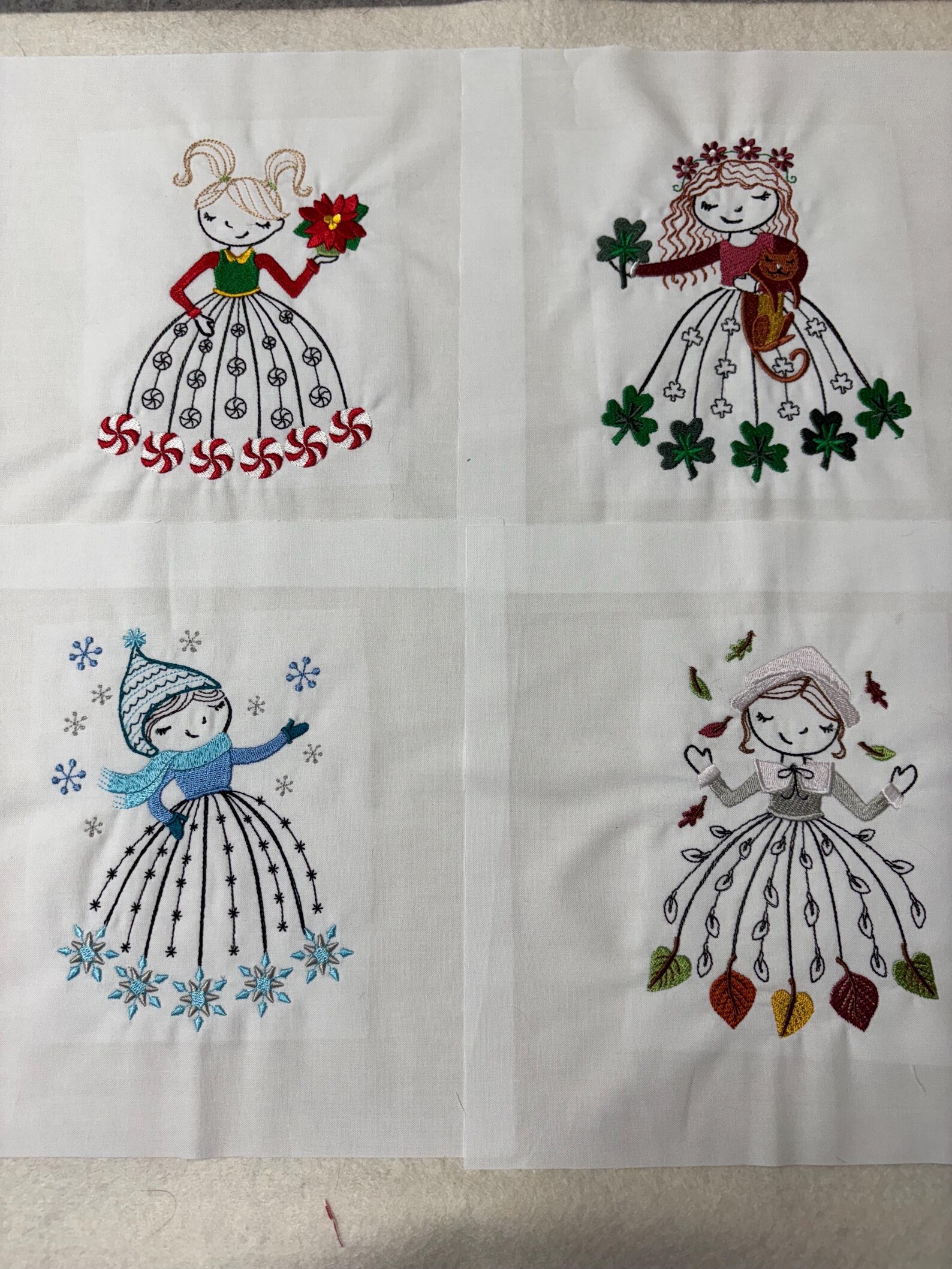 Calendar Girls 12 Embroidered Quilt Block Bundle, Ready to Sew 9" Inch ...